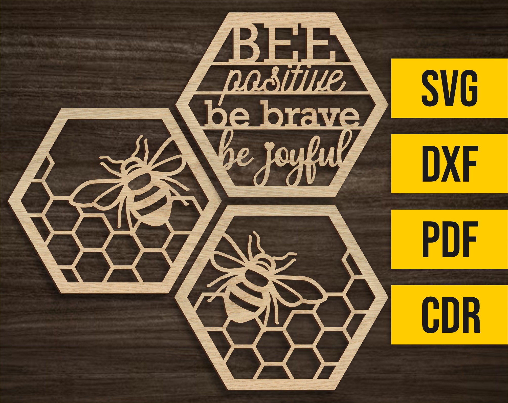 Laser Cut Digital File Set of Three Bee Wall Art Pieces - Etsy