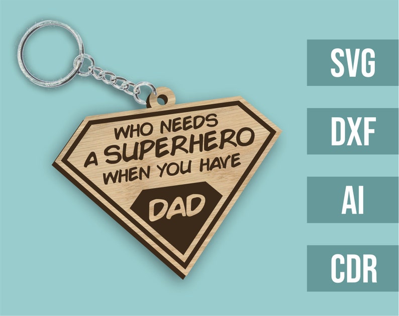 Laser Cut File Set of 6 Father's Day Keyrings. - Etsy
