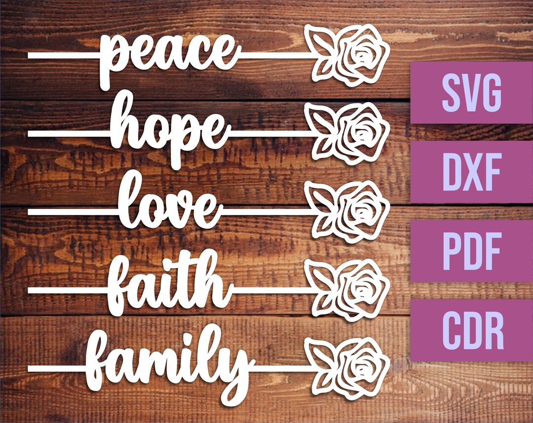 Laser Cut Digital File - Set of 5 Word Roses - Etsy