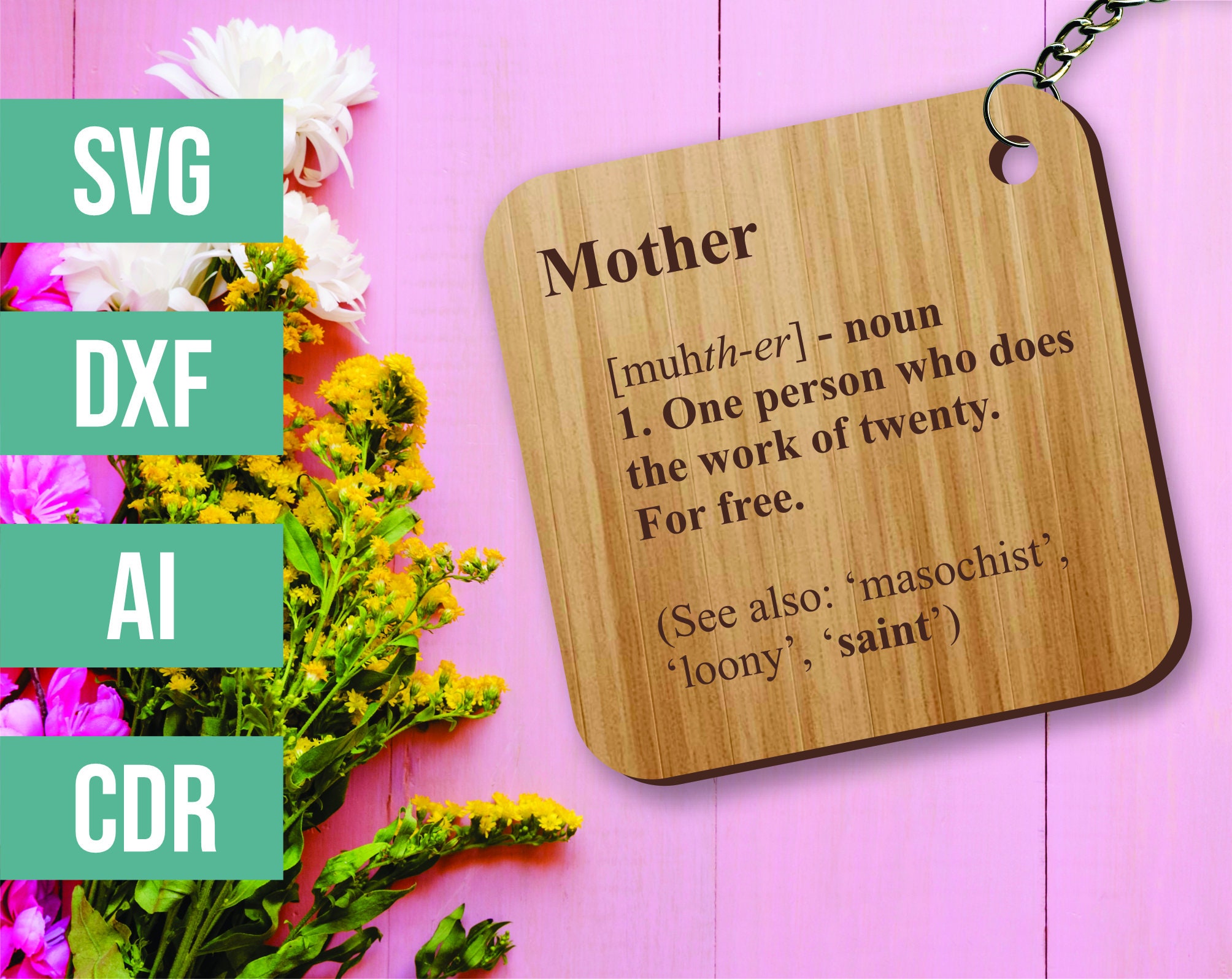 Laser Cut File Set of 5 Mother's Day Keyrings MOM / MUM - Etsy Canada