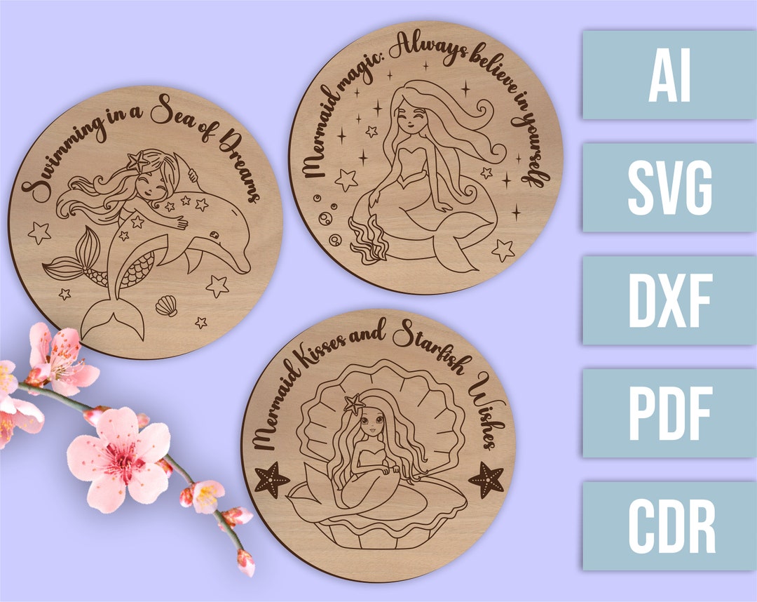 Laser Cut Digital File - Mermaid Wall Art Bundle of 3 - Etsy