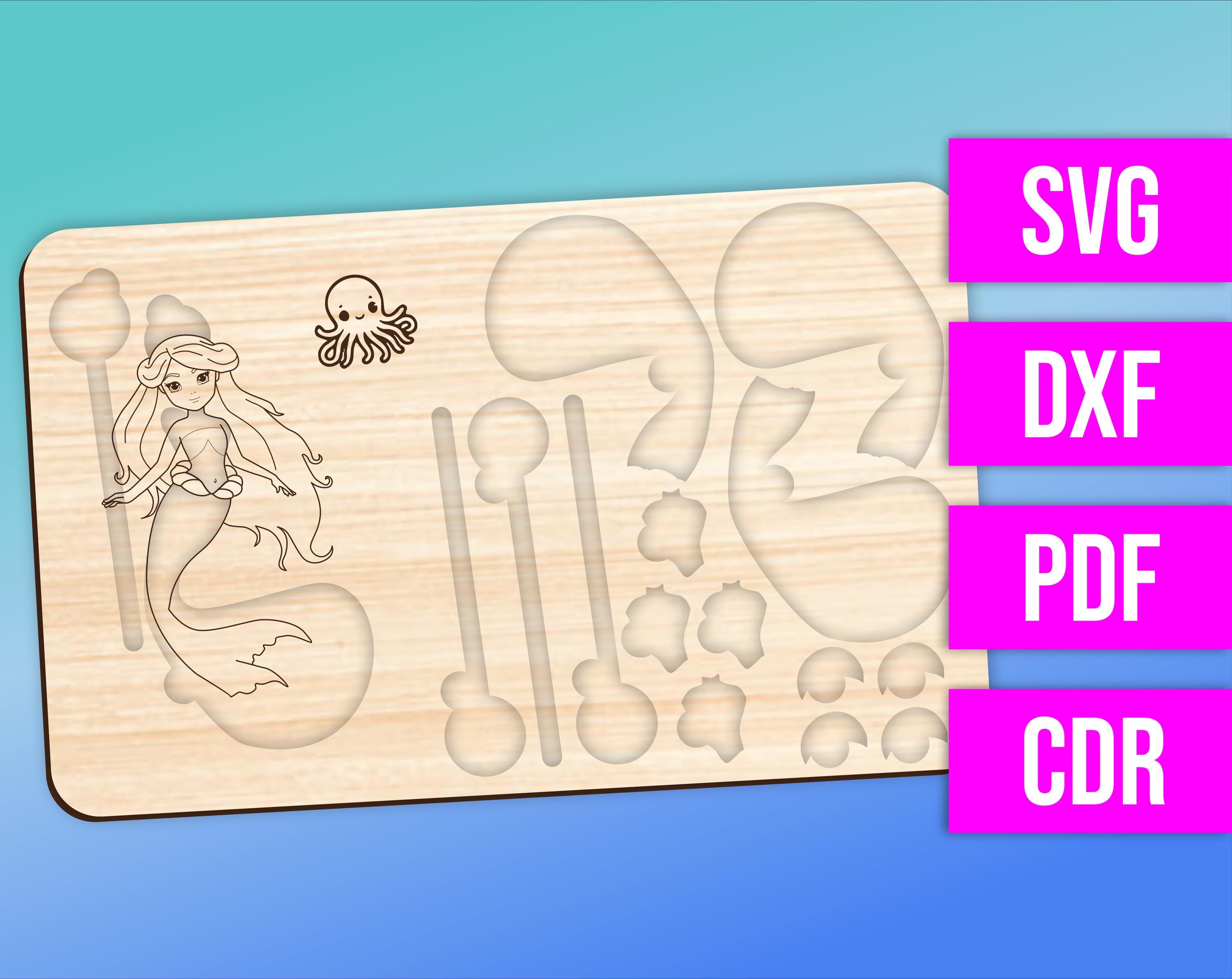 Dress up Puzzle SVG – Kids Wooden Toy Laser Cut File – Mermaid ...