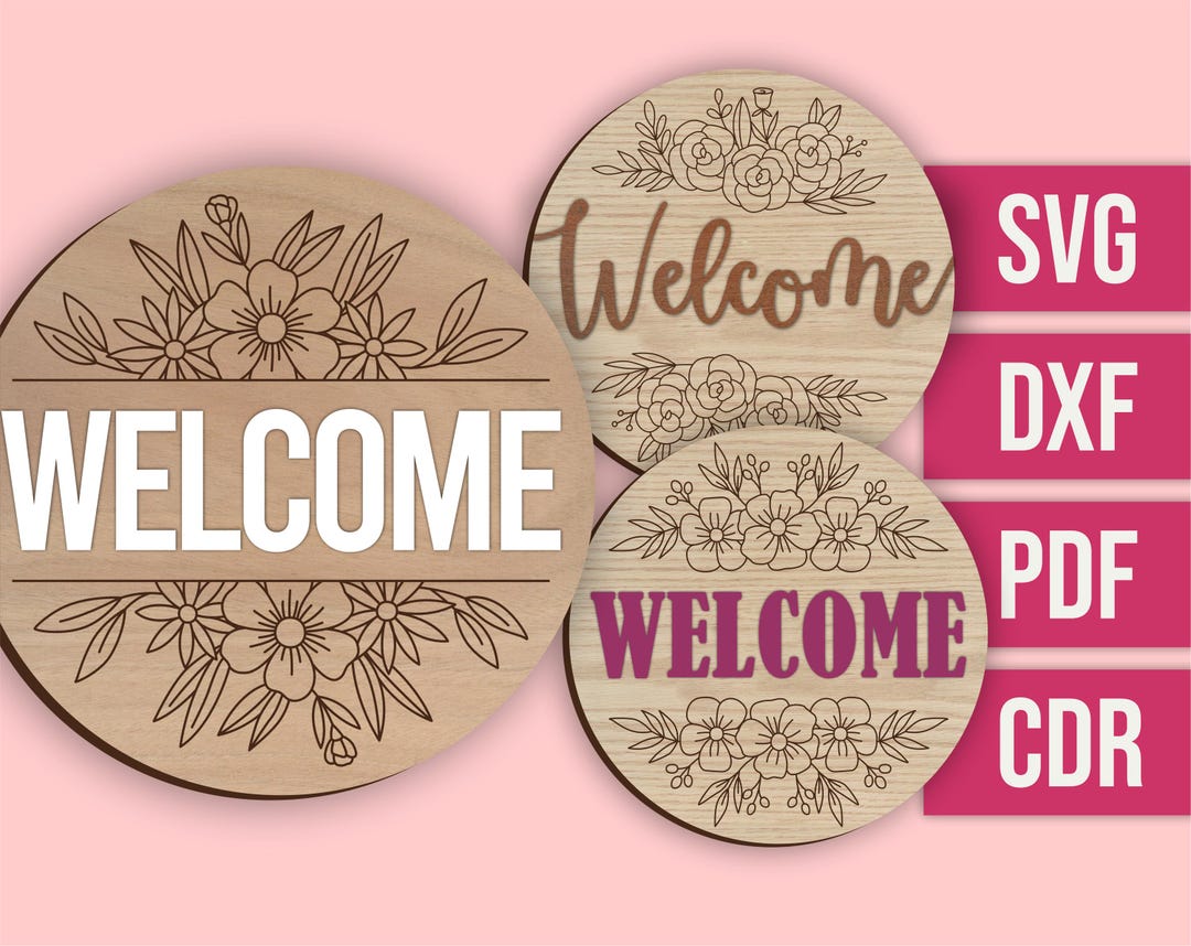Laser Cut Digital File - Set of 3 Double Layer Welcome Signs for Home ...