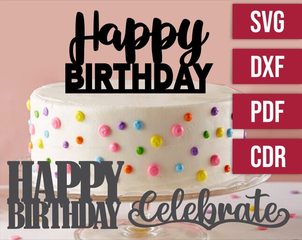 Laser Cut DXF Files Cnc Router Cake Topper Happy Birthday 4mm - Etsy Canada