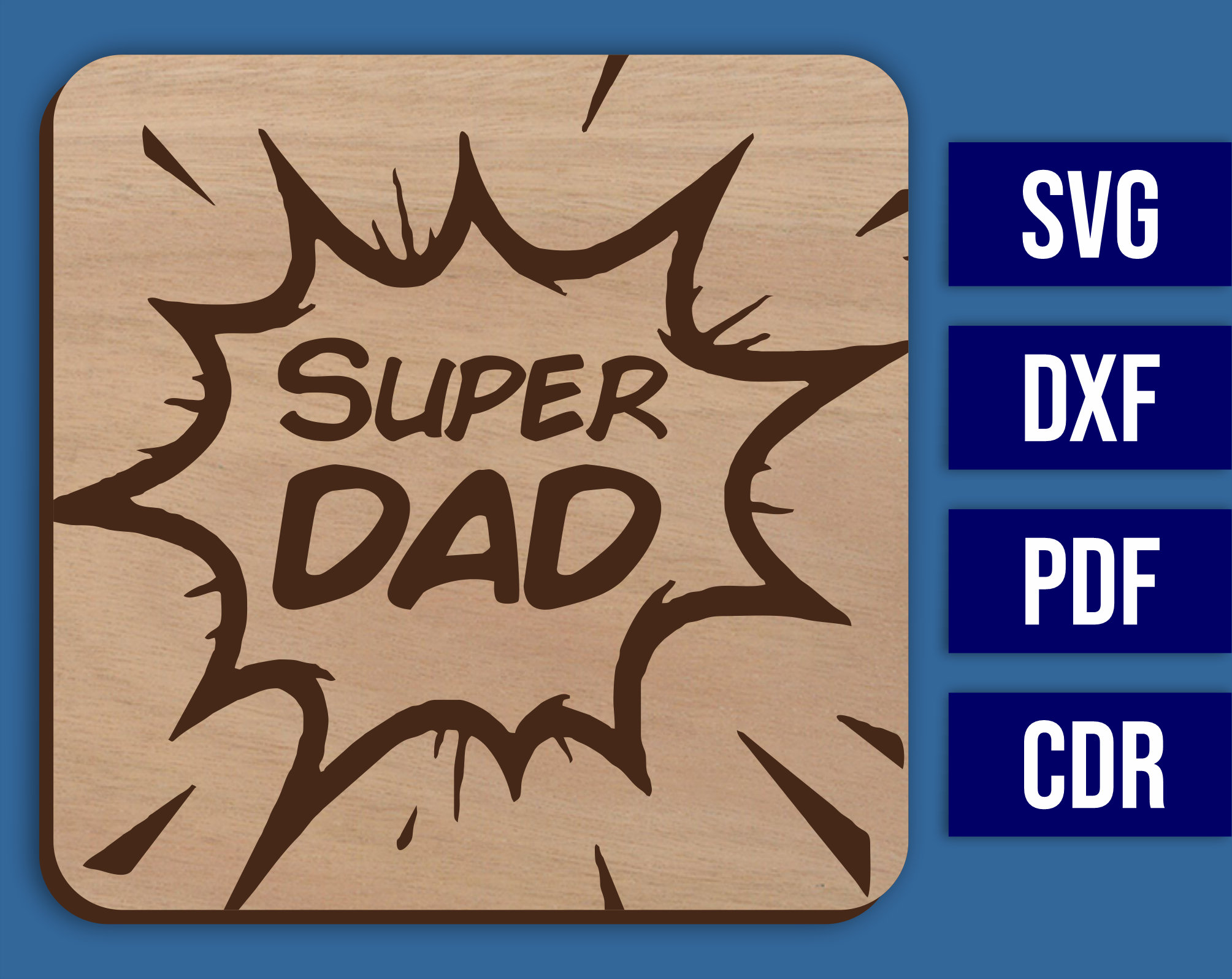 Laser Cut Digital File - Set of 6 Square Father's Day Coasters - Etsy