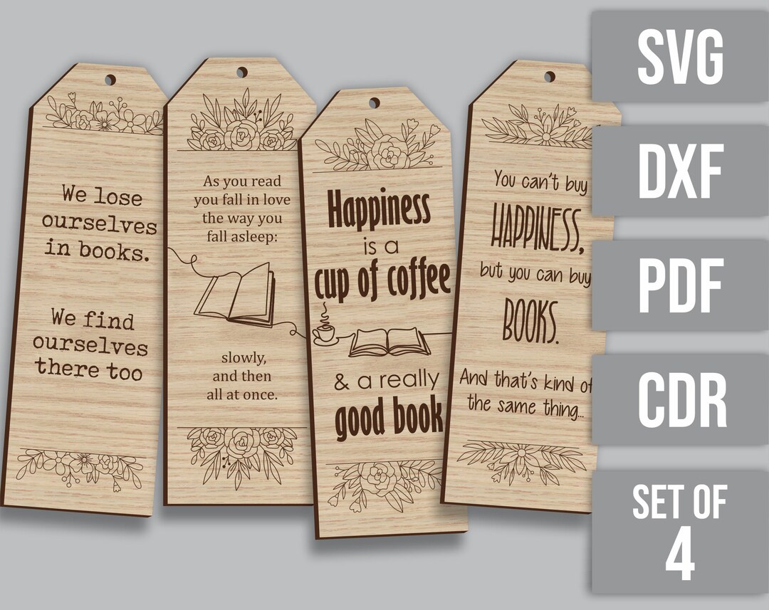 Laser Cut File - Set of 4 Floral Bookmarks 1 - Etsy