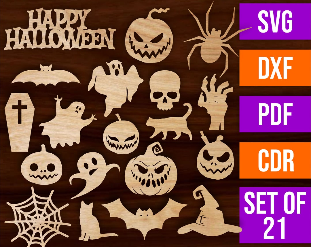 Laser Cut Digital File - Set of 21 Halloween Elements / Table Decor - Etsy