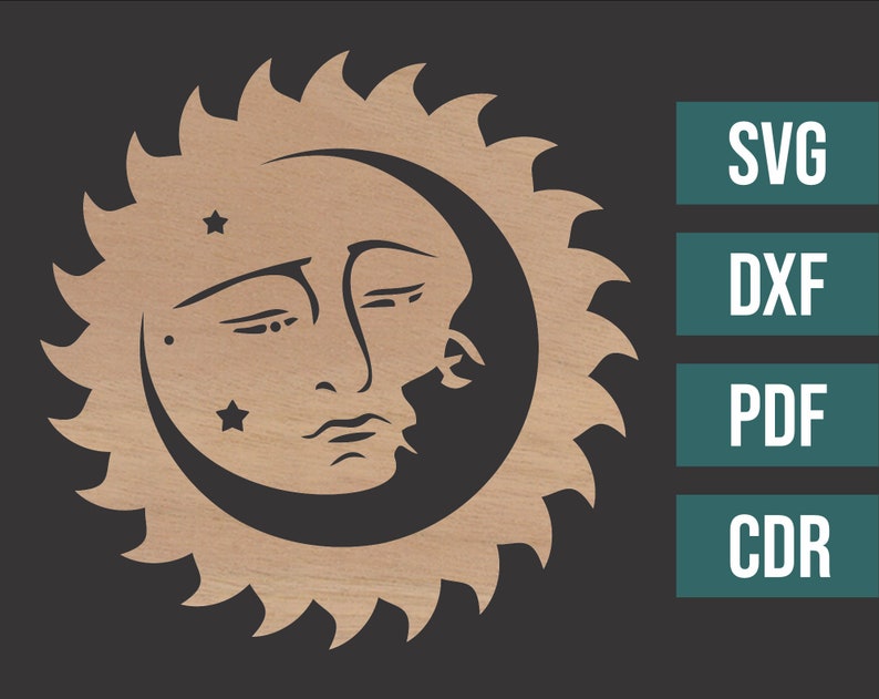 Laser Cut Digital File - Set of Four Wall Art Designs - Sun & Moon - Etsy