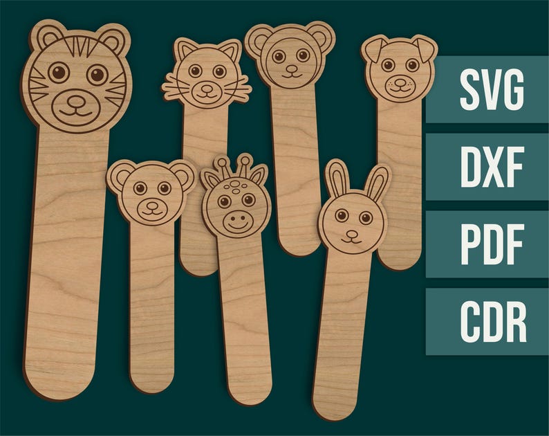Laser Cut File - Set of 7 Animal Bookmarks - Etsy