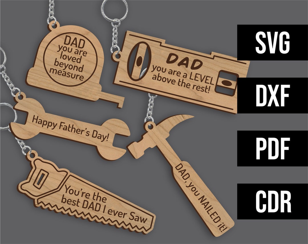 Laser Cut Digital File - Set of 5 Tool Shaped Father's Day Keyrings - Etsy
