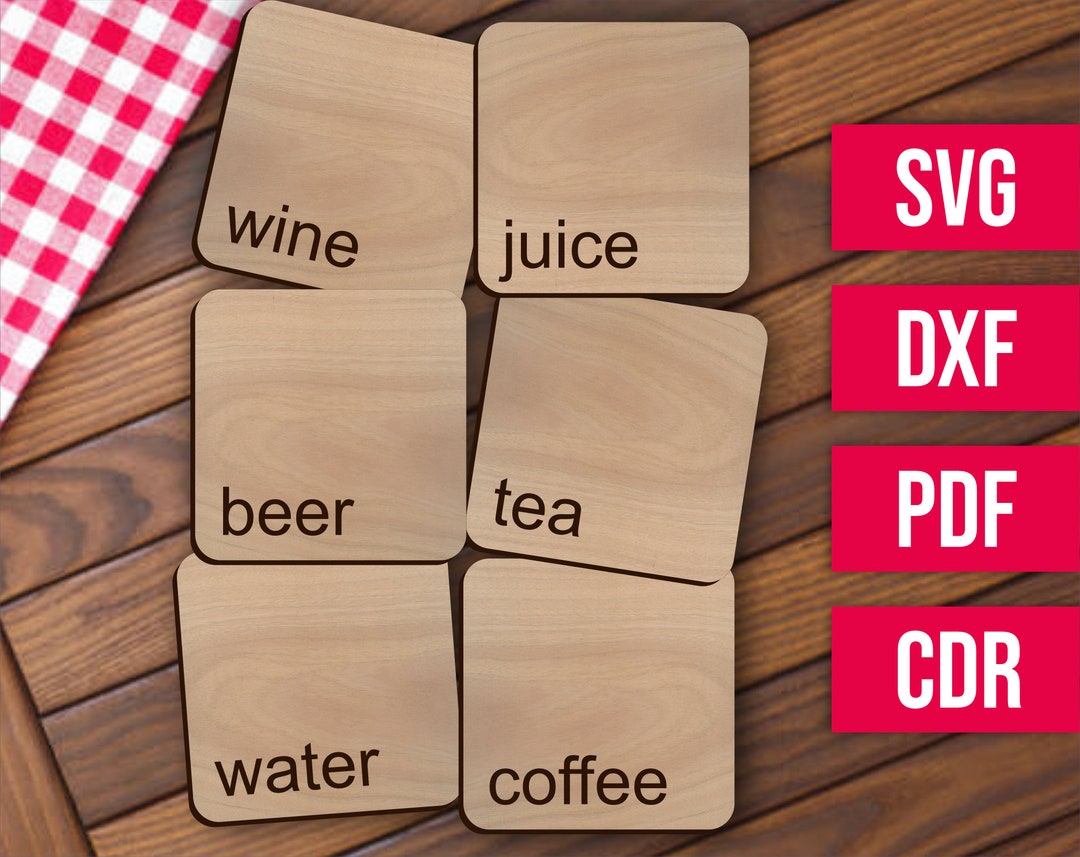 Laser Cut Digital File - Set of 6 Basic Coasters - Etsy