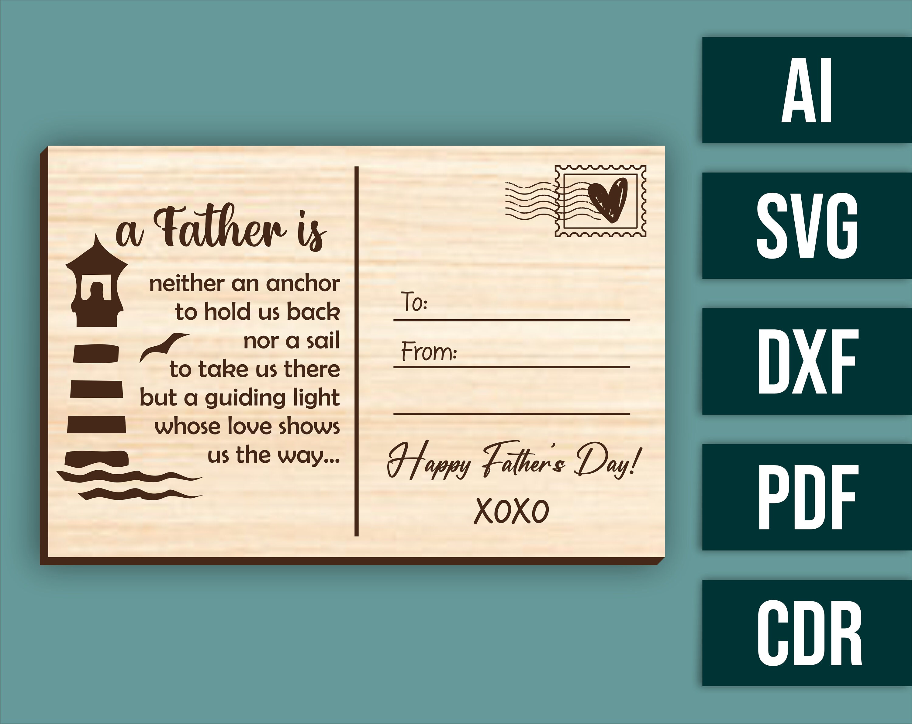 SVG Father's Day Postcards - Laser Cut Bundle - Etsy