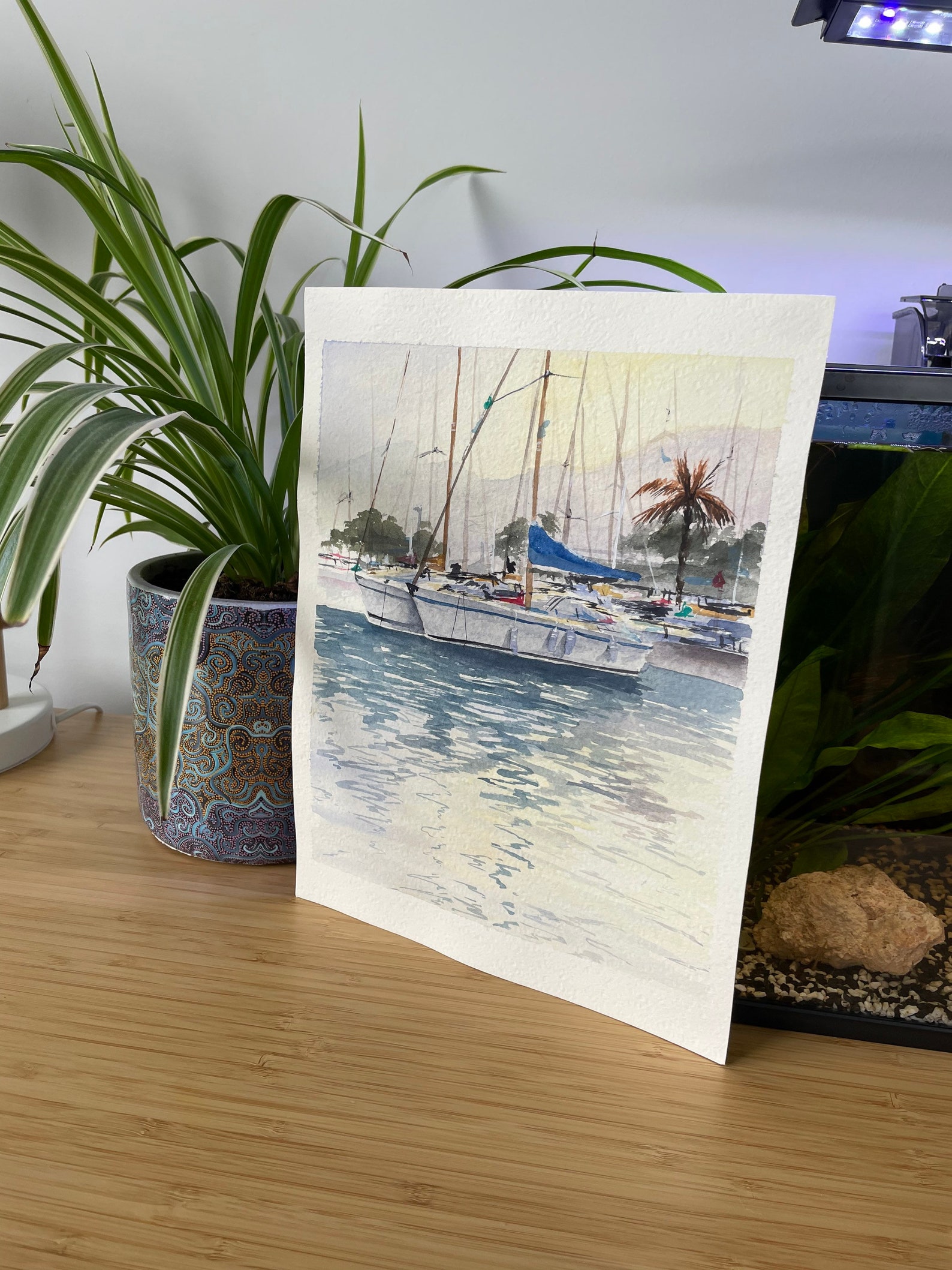 SUNSET HARBOR Original Watercolour Painting Ship Sketch - Etsy