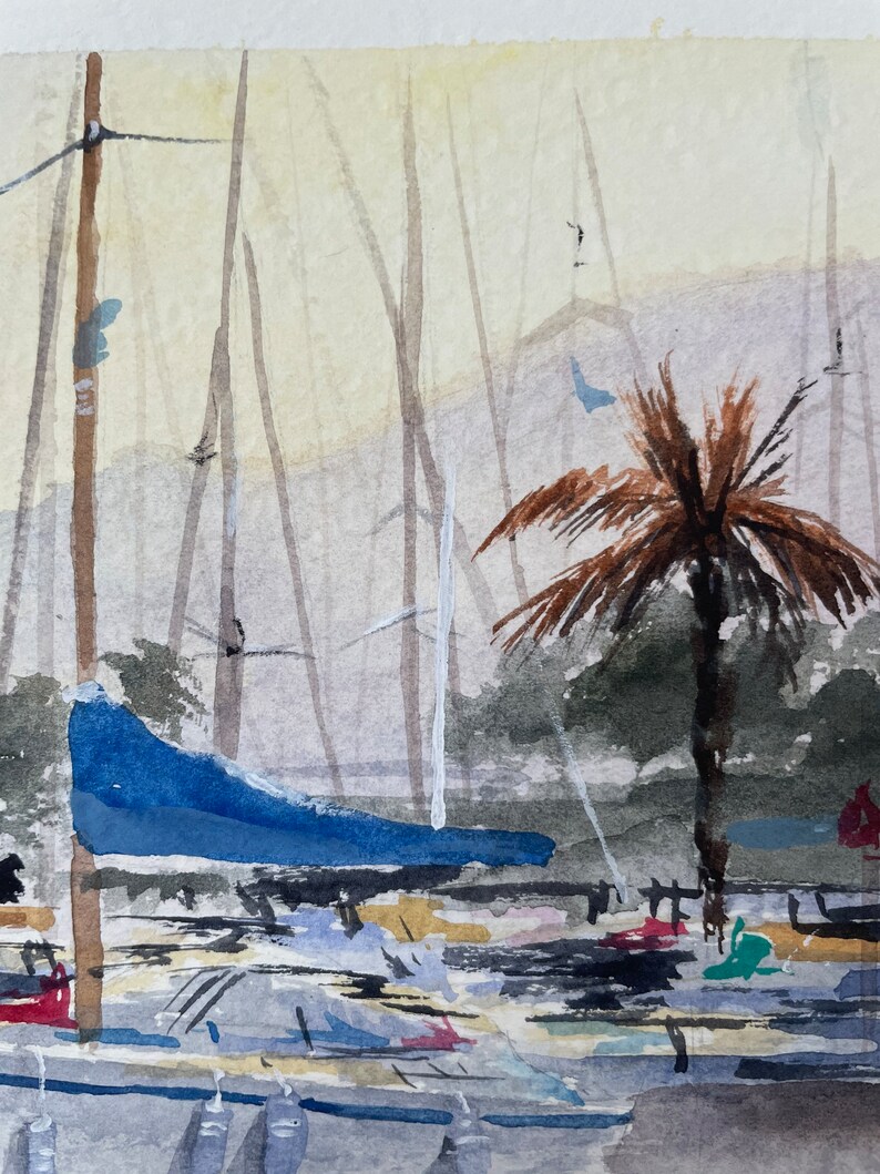 SUNSET HARBOR Original Watercolour Painting Ship Sketch - Etsy