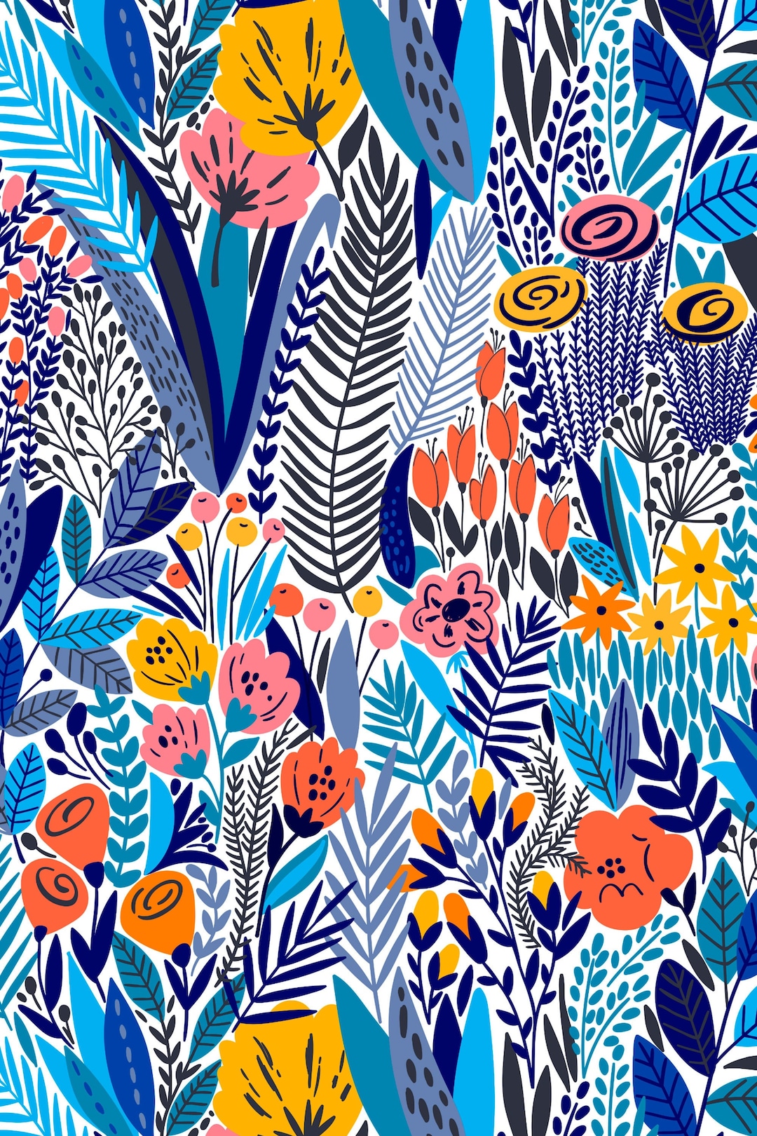 Scandinavian Flowers Floral Wallpaper Peel & Stick Wallpaper Removable ...