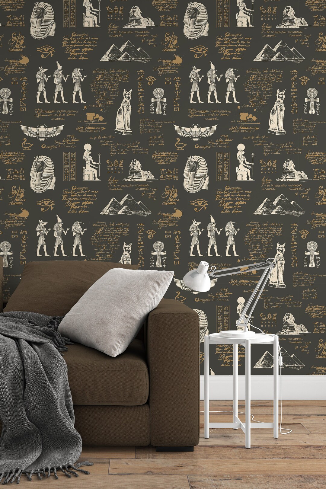 Removable Renter Friendly Wallpaper, Egyptian Motifs Peel and Stick ...
