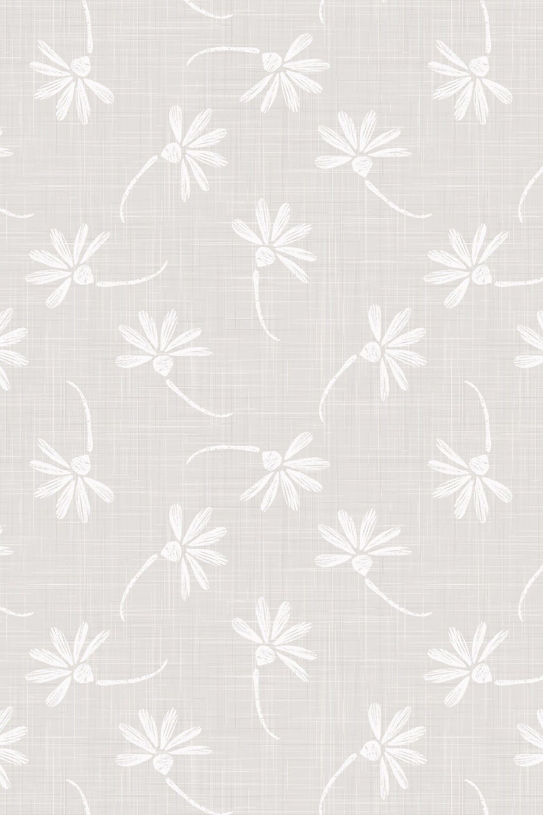 Linen Neutral Wallpaper With Flowers - Peel and Stick and Traditional ...