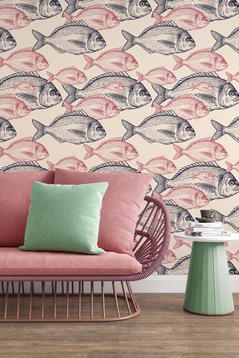 Sea Fish Peel & Stick Marine Wallpaper Removable Self - Etsy