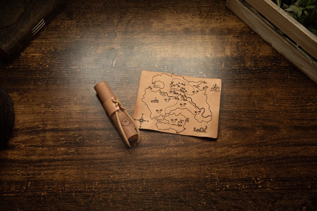 Mini Treasure Map, Genuine Leather, Cosplay Maps, Display Maps, Pirate ...