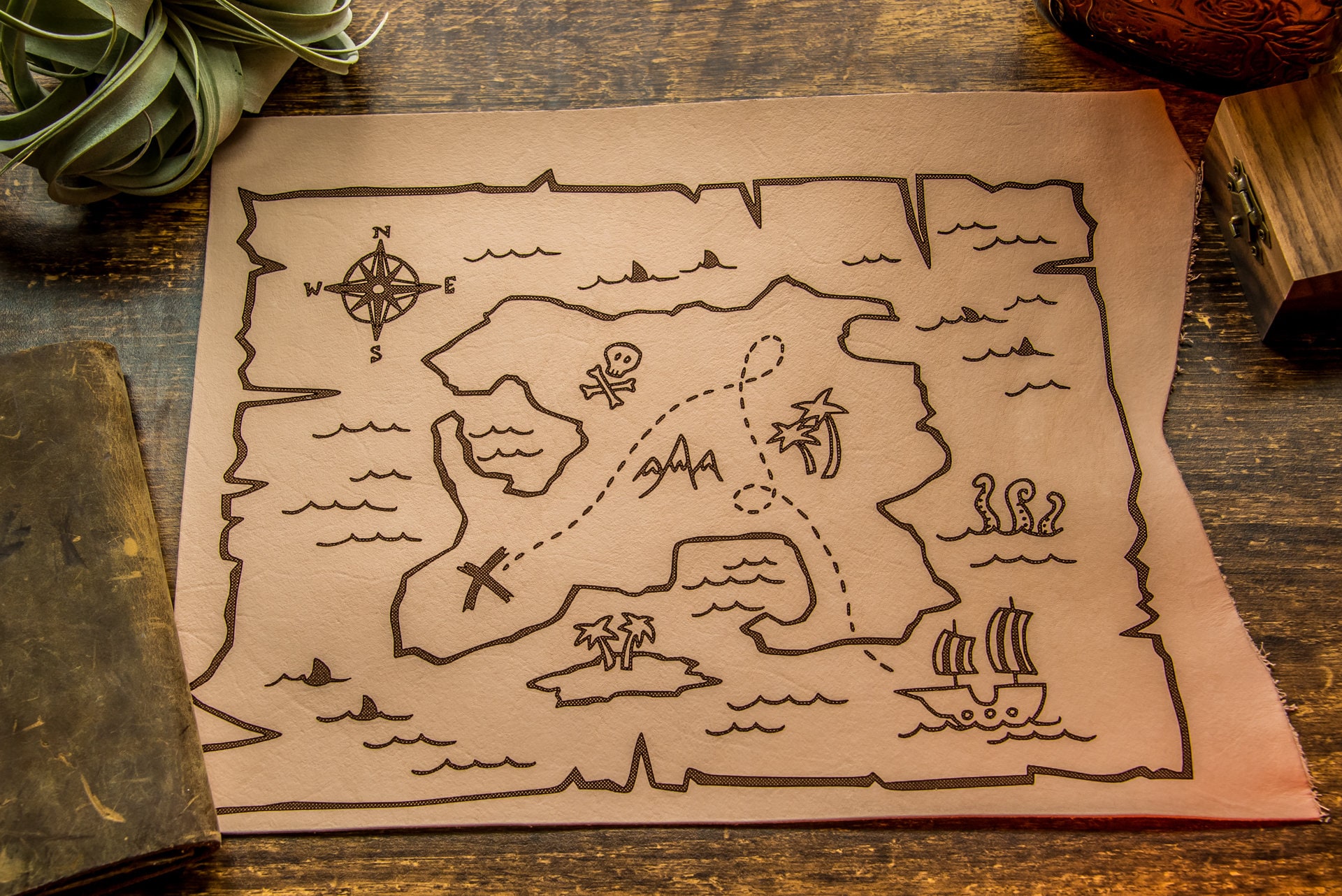 Treasure Map , Genuine Leather, Cosplay Maps, Display Maps, Pirate Map ...