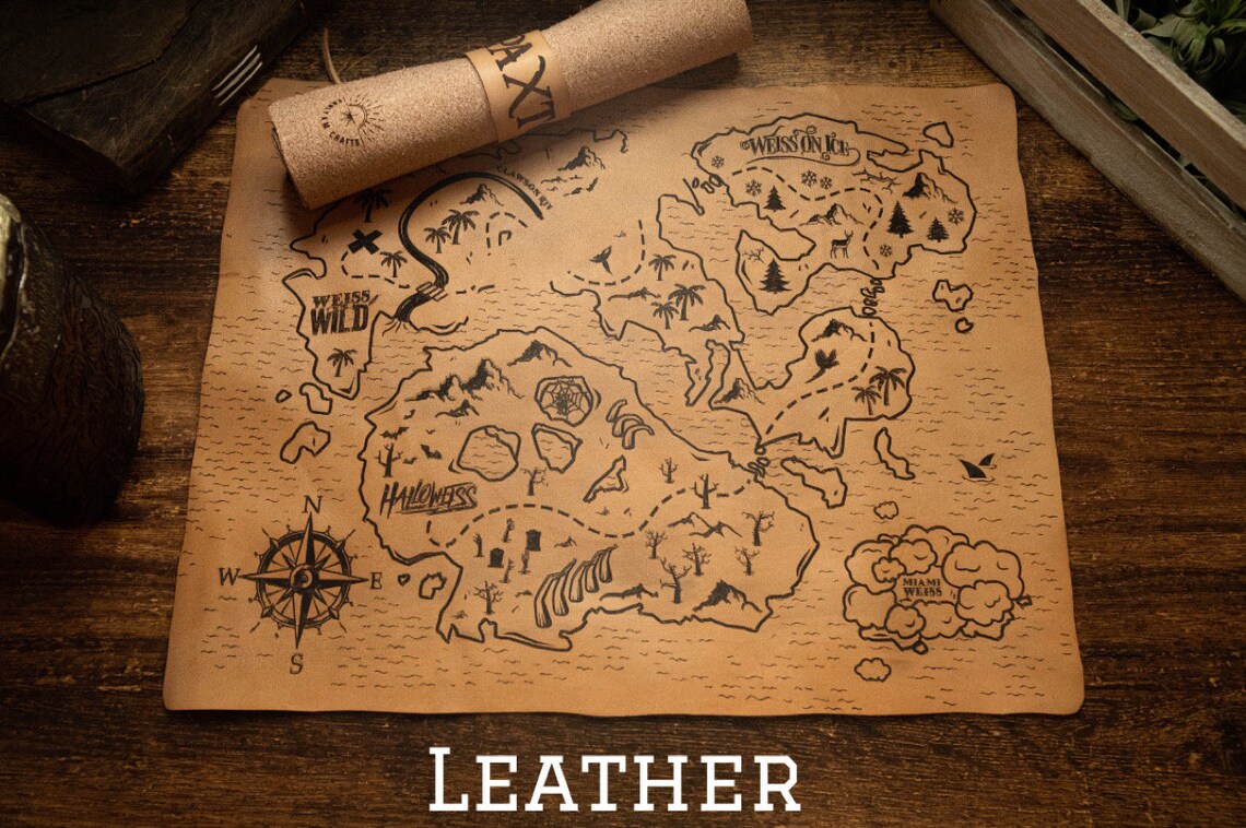 Custom Pirate Treasure Map, Pirate Party, Handmade Leather, Genuine ...