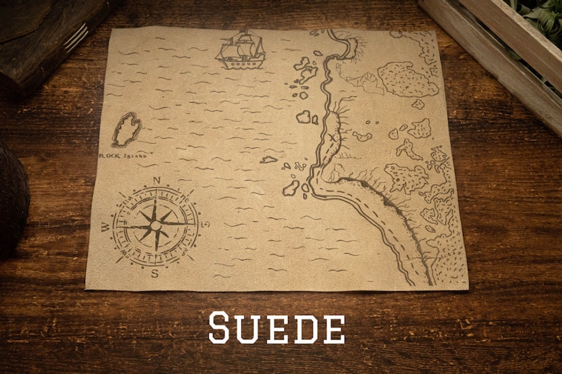 Custom Pirate Treasure Map, Pirate Party, Handmade Leather, Genuine ...