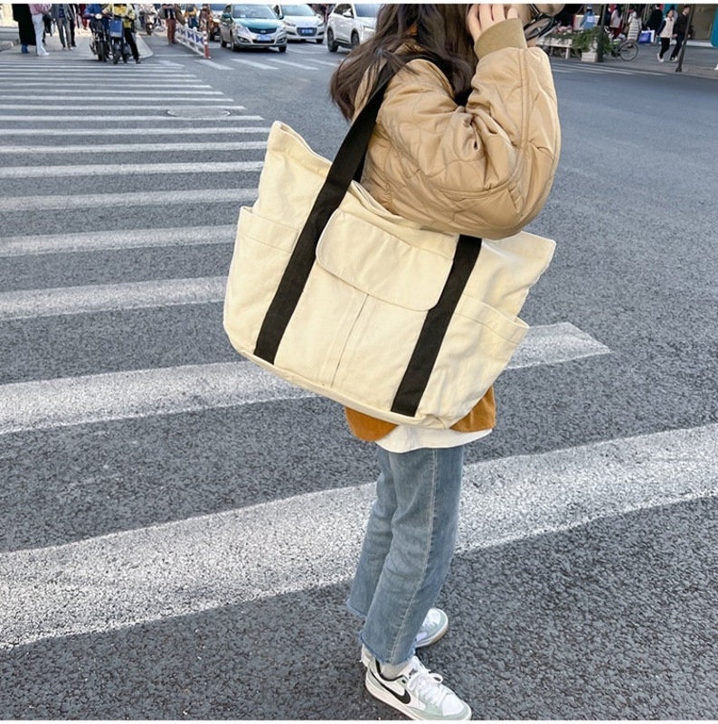 Large Canvas Cotton Messenger Bags Oversized Tote Bag Large - Etsy