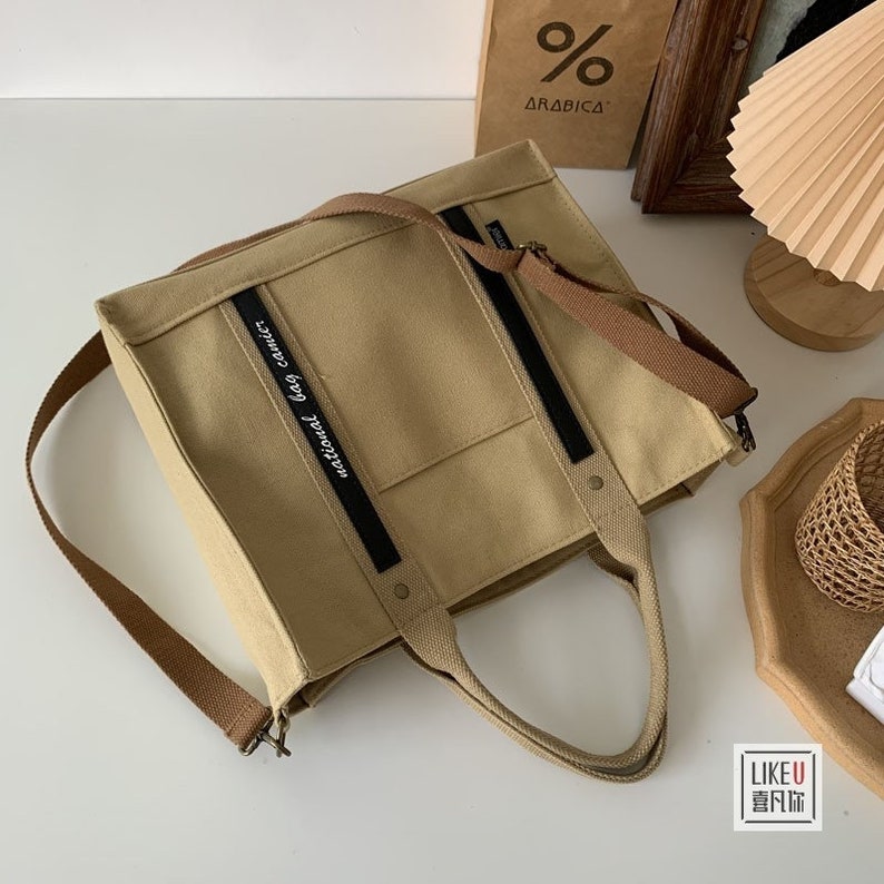 Multi Pocket 3D Canvas Crossbody Tote Bagmessenger Bagcanvas - Etsy