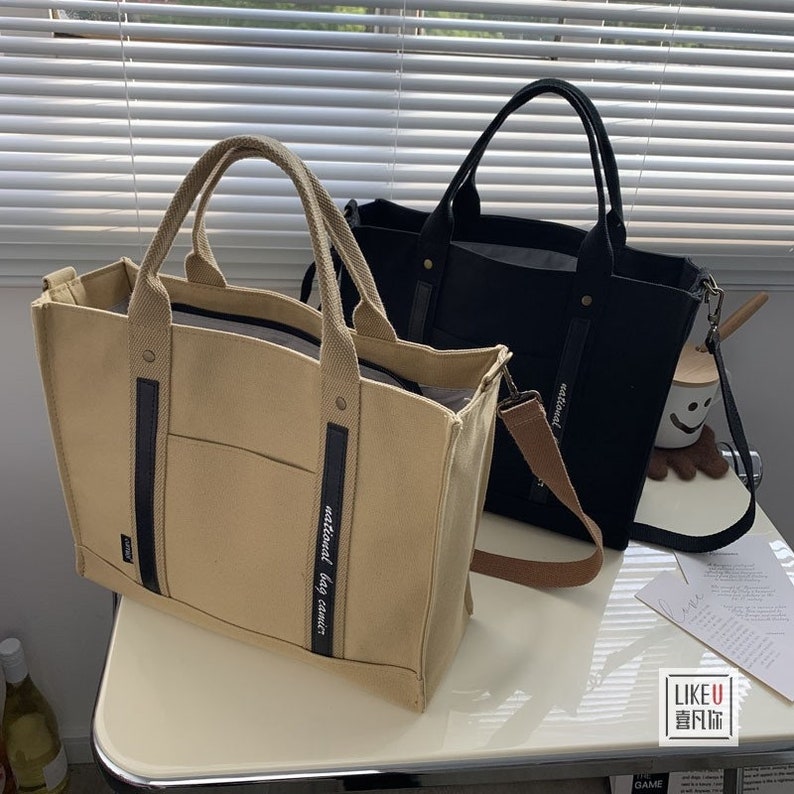 Multi Pocket 3D Canvas Crossbody Tote Bagmessenger Bagcanvas - Etsy