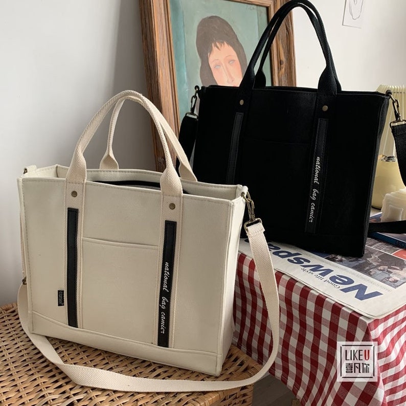 Multi Pocket 3D Canvas Crossbody Tote Bagmessenger Bagcanvas - Etsy