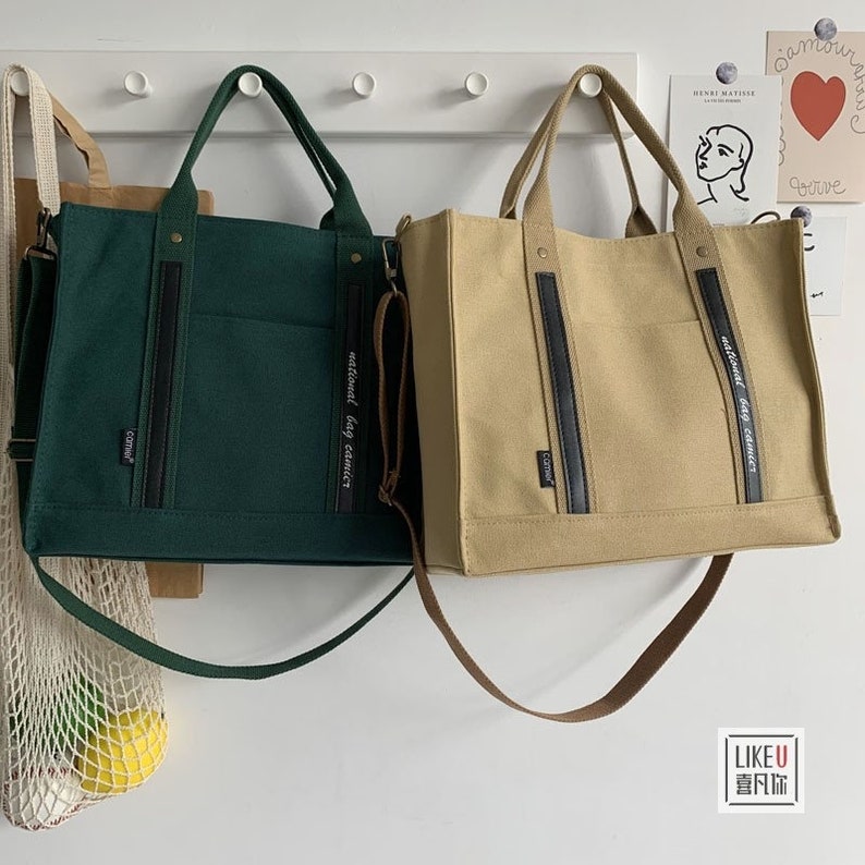 Multi Pocket 3D Canvas Crossbody Tote Bagmessenger Bagcanvas - Etsy