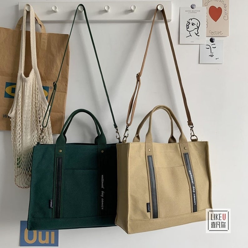 Multi Pocket 3D Canvas Crossbody Tote Bagmessenger Bagcanvas - Etsy