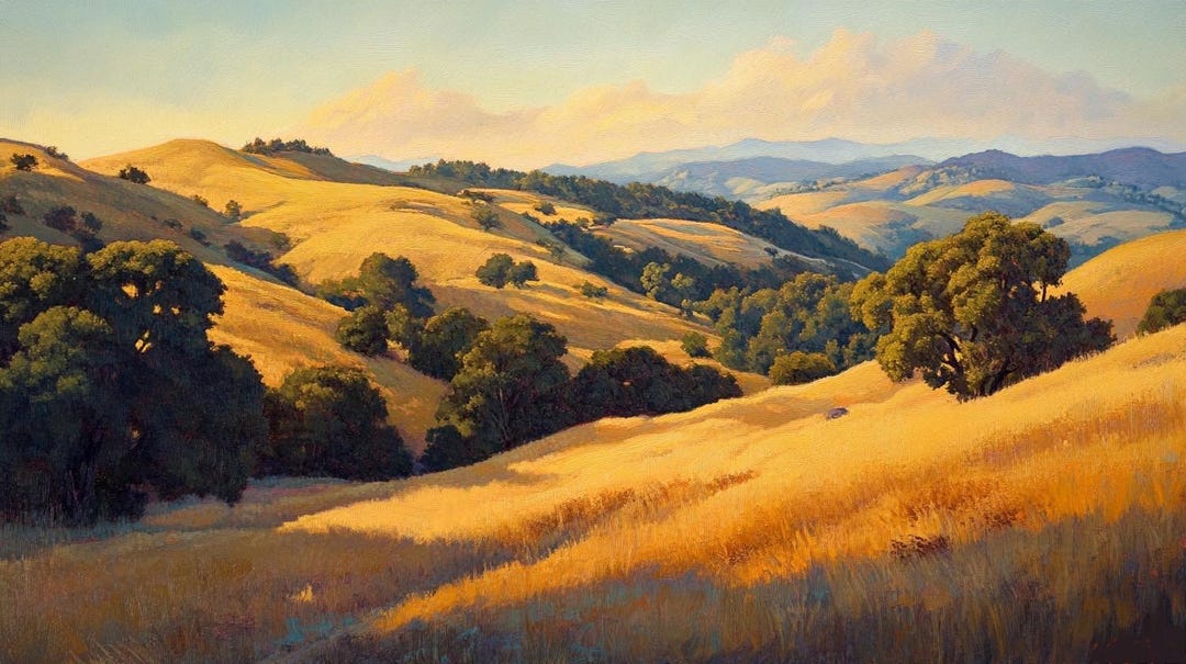 Golden Hills of California Oil Painting 60x40 Inches ,original Painting ...