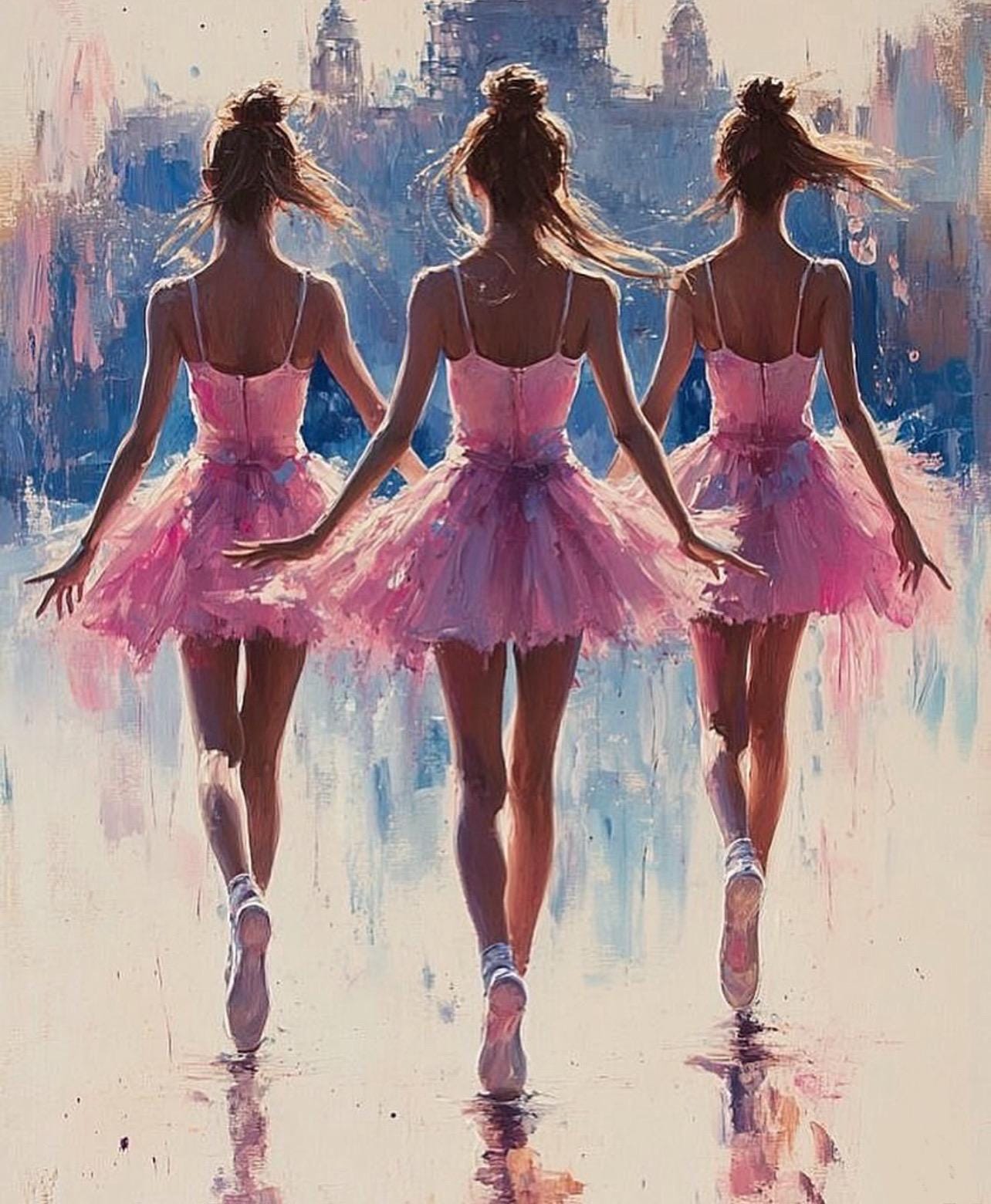 Balet Dancers Original Oil Painting on Canvas, Size 36x46 Inches - Etsy