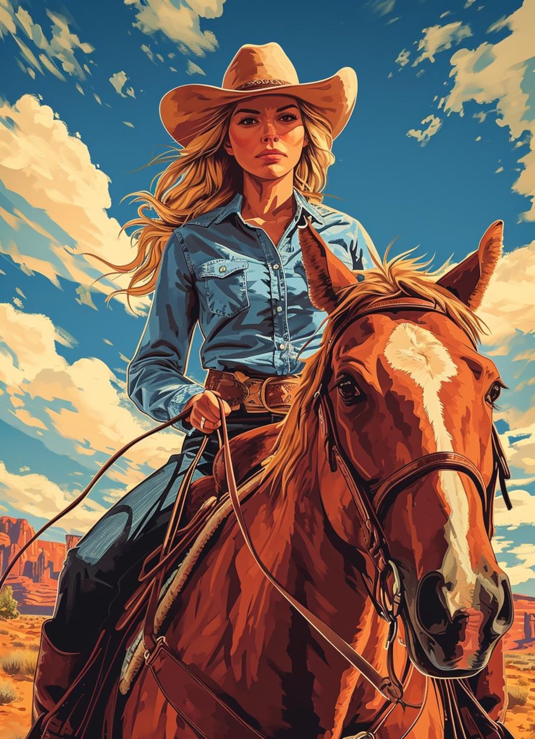 Cowgirl Artwork 36x48 Inches ,original Painting, One of a Kind, Wall ...