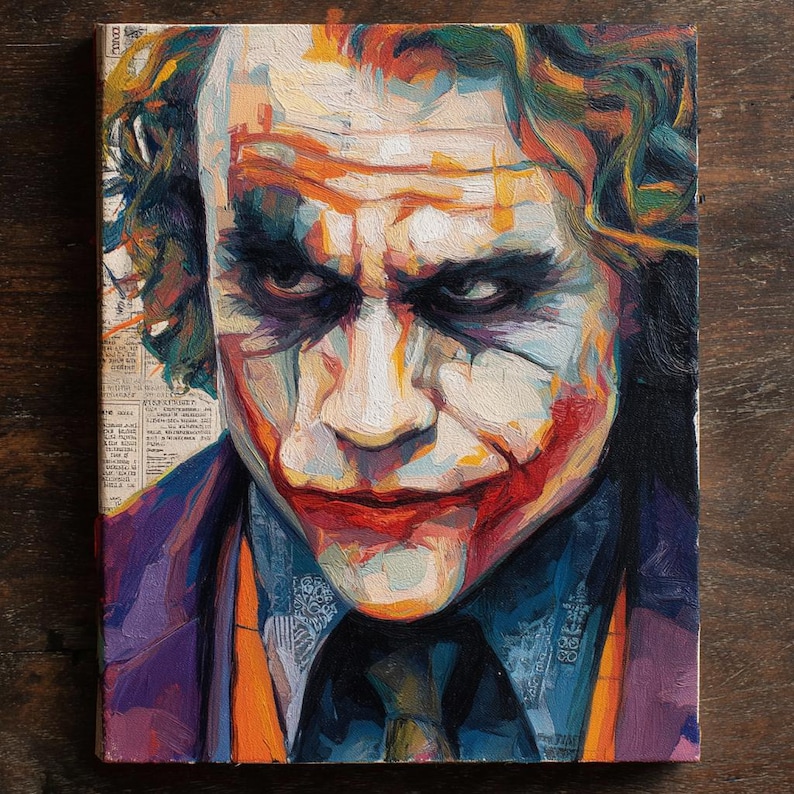 Joker Oil Painting: Dramatic Half-face Portrait, - Etsy