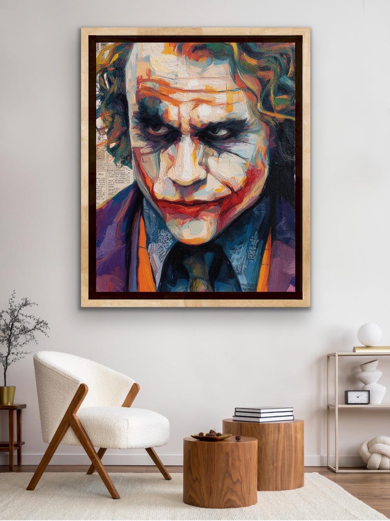 Joker Oil Painting: Dramatic Half-face Portrait, - Etsy