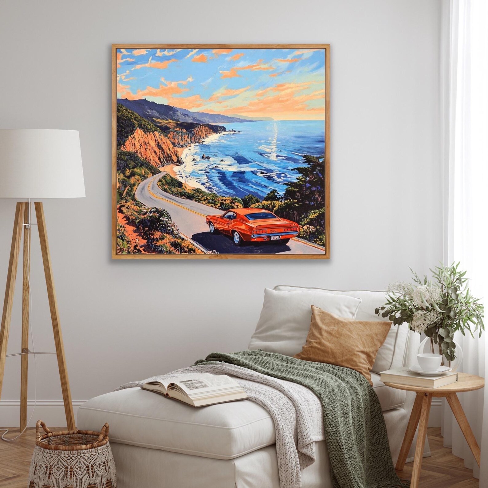 Big Sur Oil Painting: California Coastal Landscape With Classic Car - Etsy