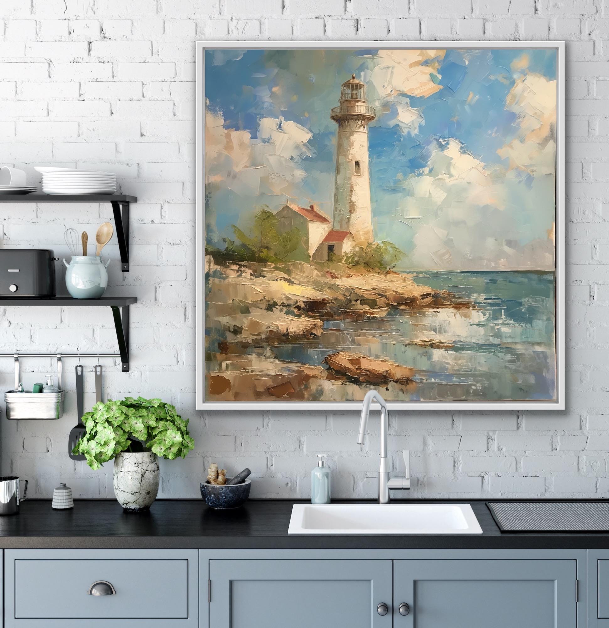Lighthouse Oil Painting 30x30 Inches ,original Painting, One of a Kind ...