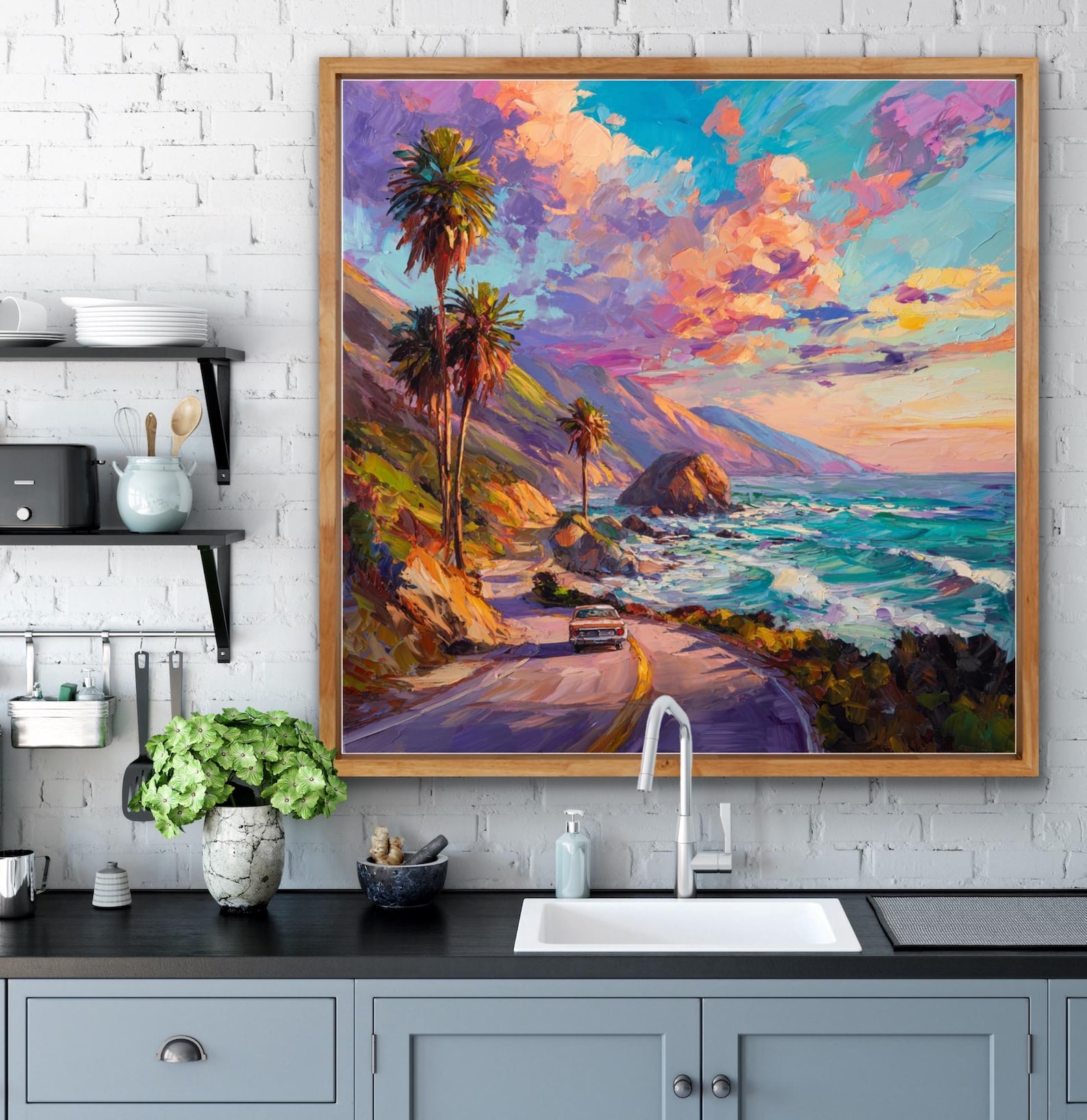 Big Sur Oil Painting: California Coastline Art, 36x36 Inches - Etsy