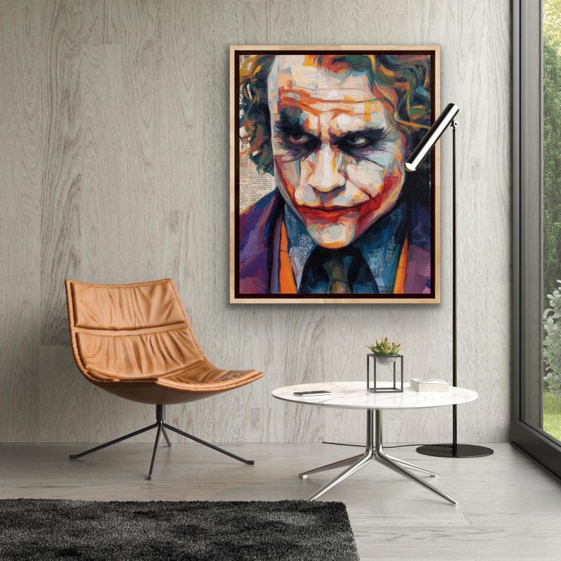 Joker Oil Painting: Dramatic Half-face Portrait, - Etsy