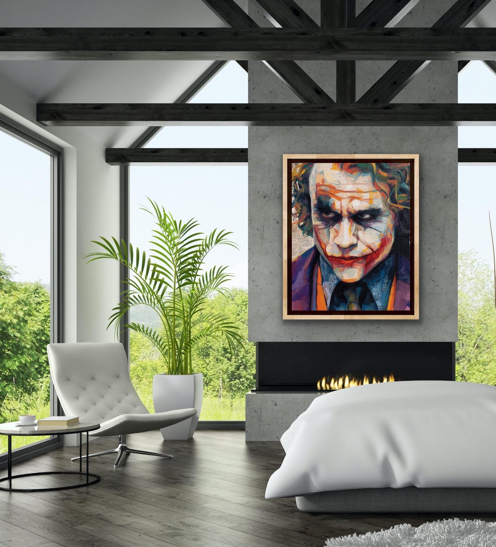Joker Oil Painting: Dramatic Half-face Portrait, - Etsy