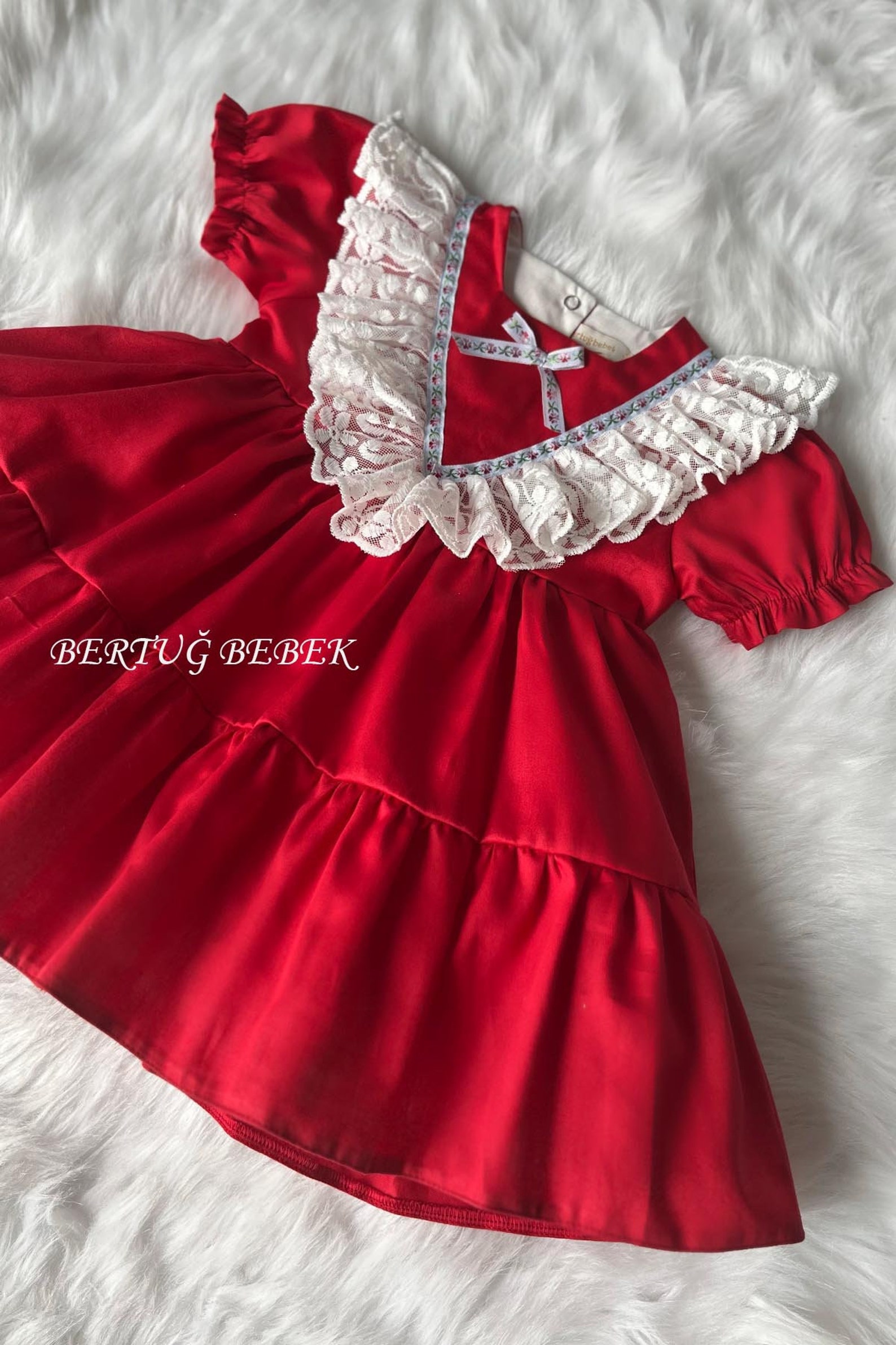 Lace Cotton Red Baby Girl Evening Dress - Red Birthday Dress - Prom ...