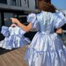 Elsa Mother Daughter Costume Organza Evening Dresses Mini Puffy Blue ...