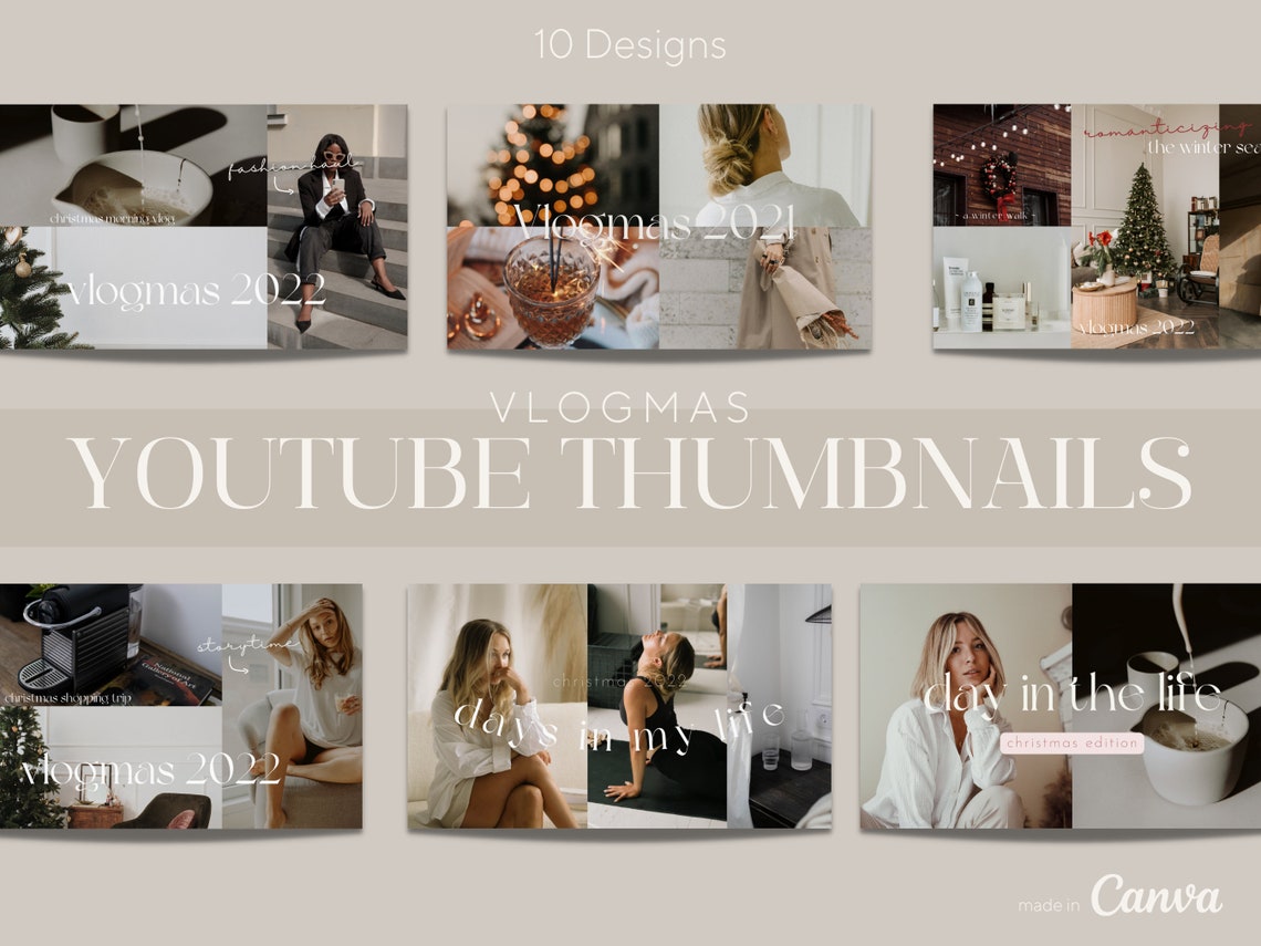 Vlogmas Thumbnail Canva Template, Vlog Thumbnail Template, Youtube ...