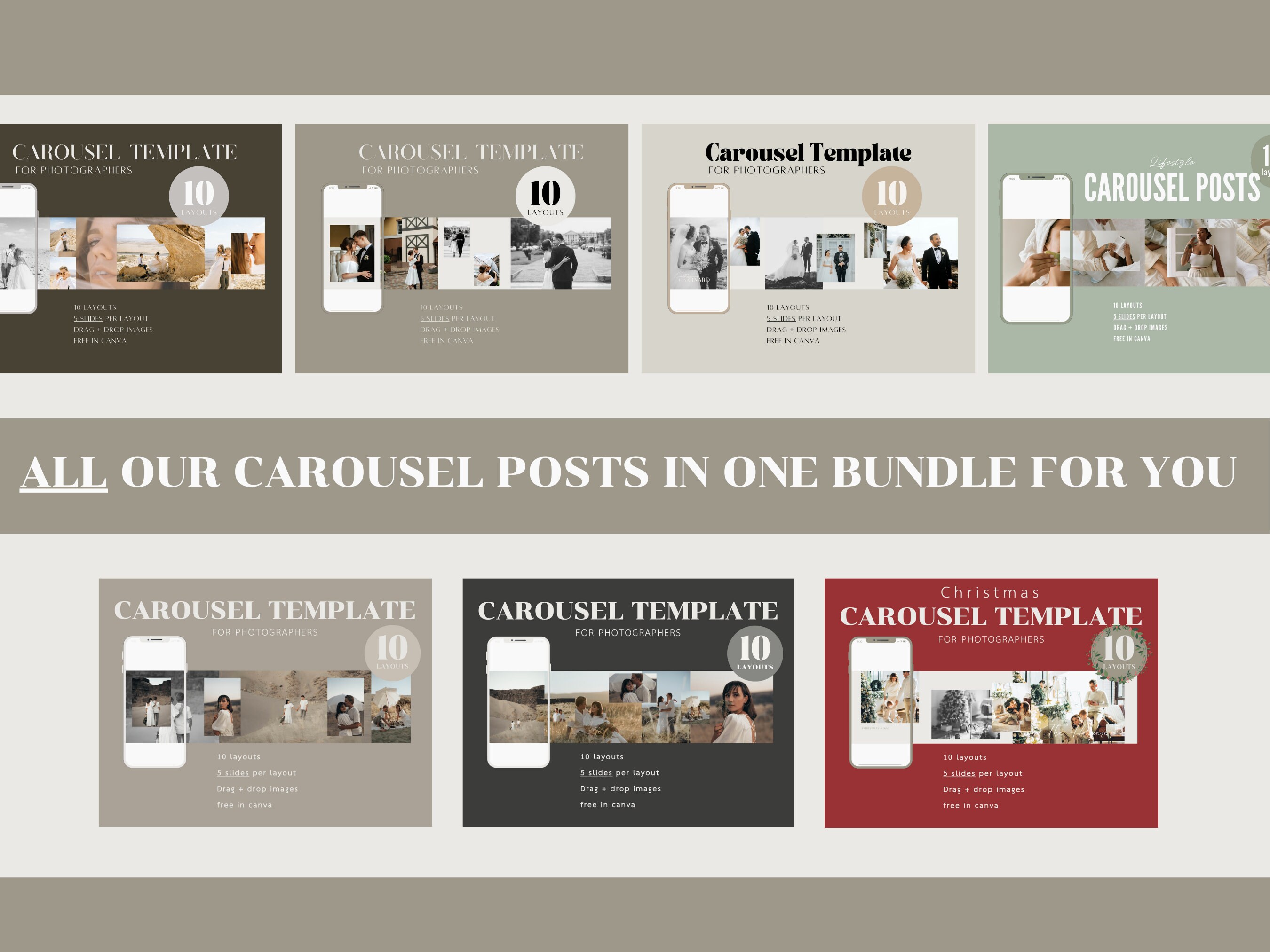 Instagram Carousel Bundle, Template for Influencers and Photographers ...