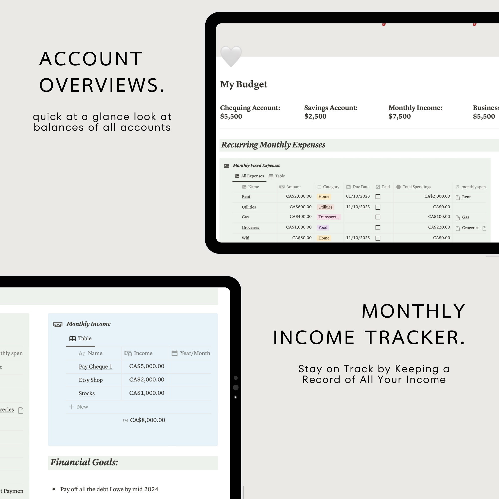 Notion Template Personal Finance Tracker Budget Tracker, Income and ...