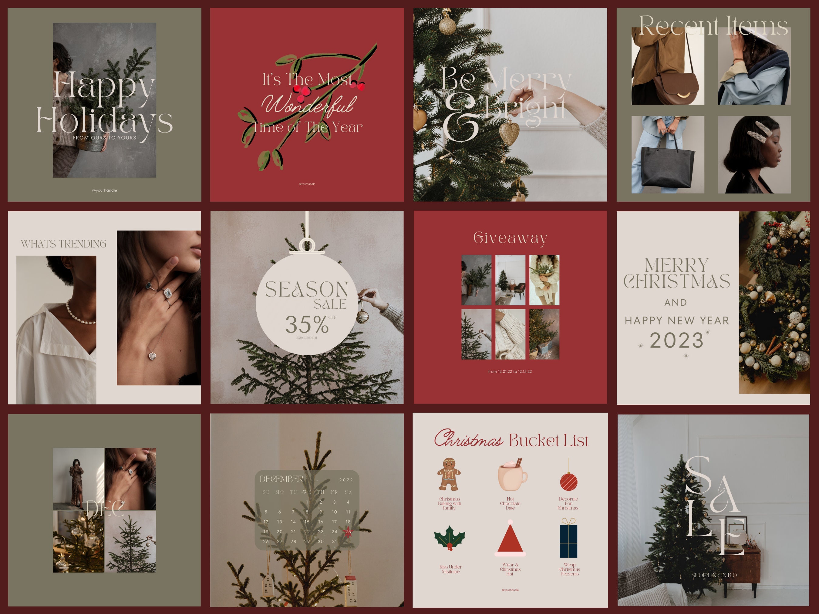 Christmas Instagram Template Canva Holiday Small Business - Etsy