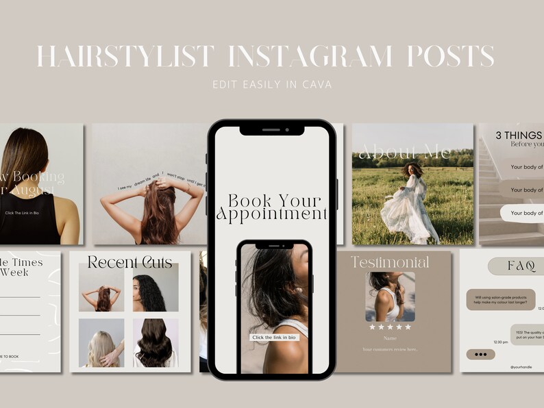 51 Hair Salon Instagram Templates Hairdressing Insta Posts - Etsy