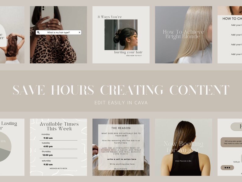 51 Hair Salon Instagram Templates Hairdressing Insta Posts - Etsy